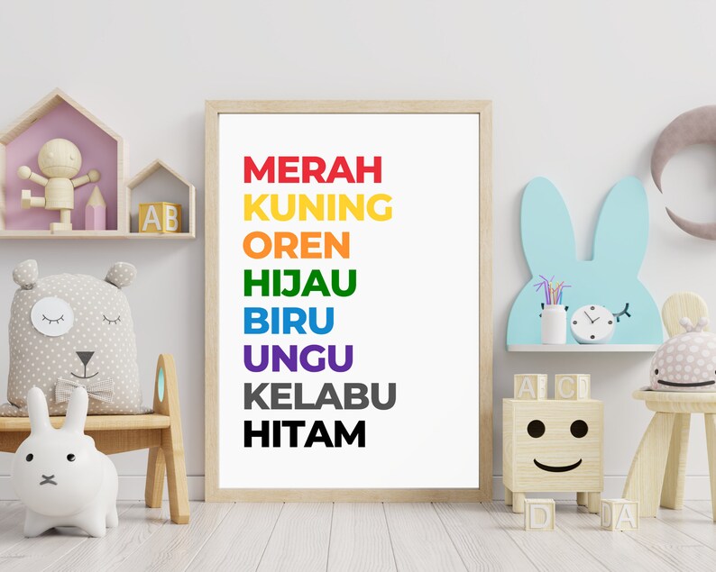 Malay Colors Art Print: Language Learning Poster (digital Download) - Etsy
