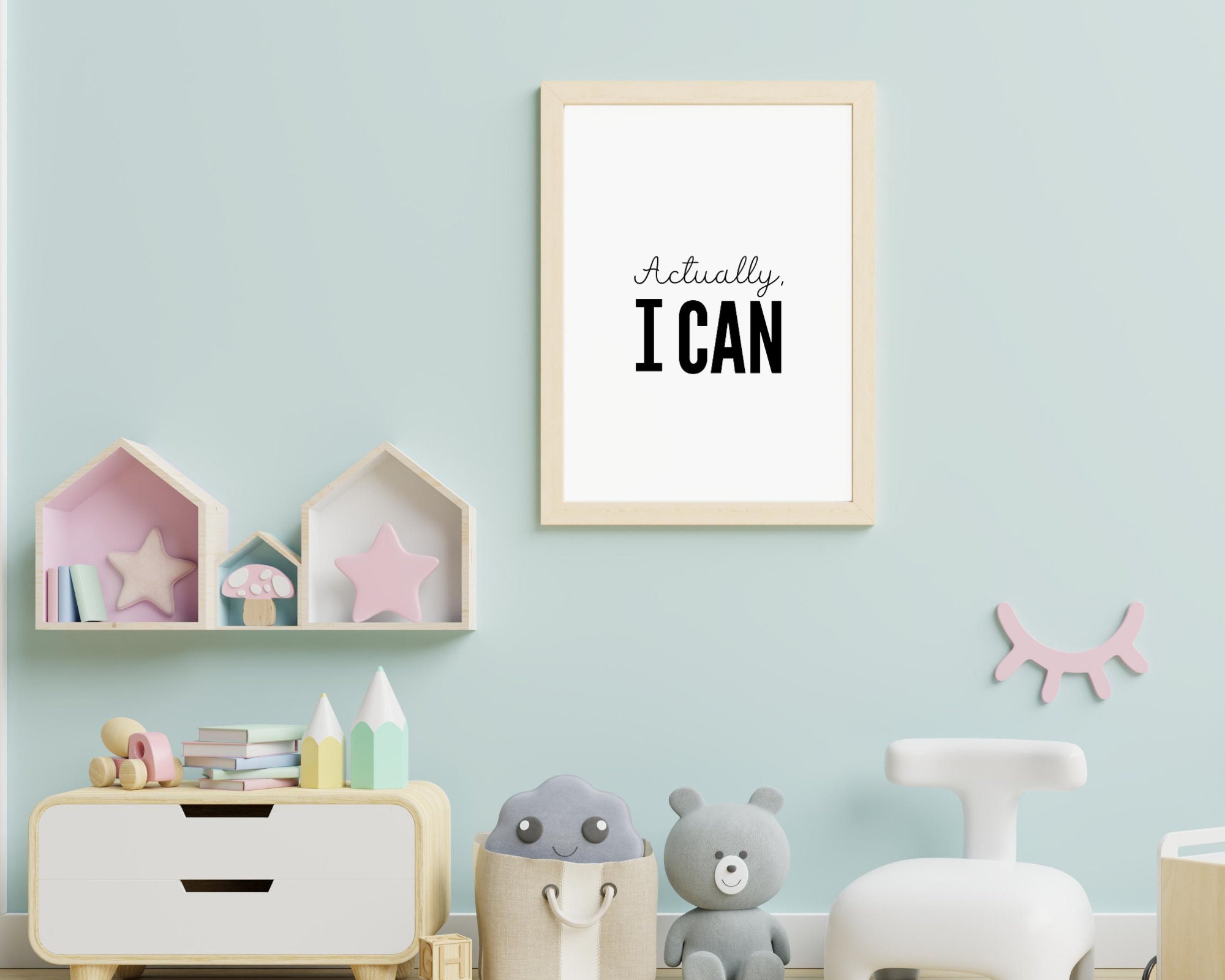 Actually I Can Printable Sayingkids Motivation Wall Artteens - Etsy