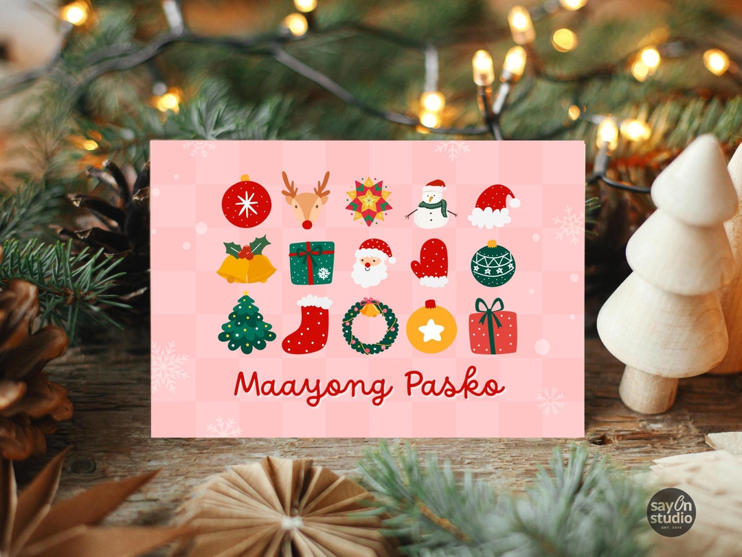Filipino Holiday Card With Christmas Icons Printable Greeting Card ...