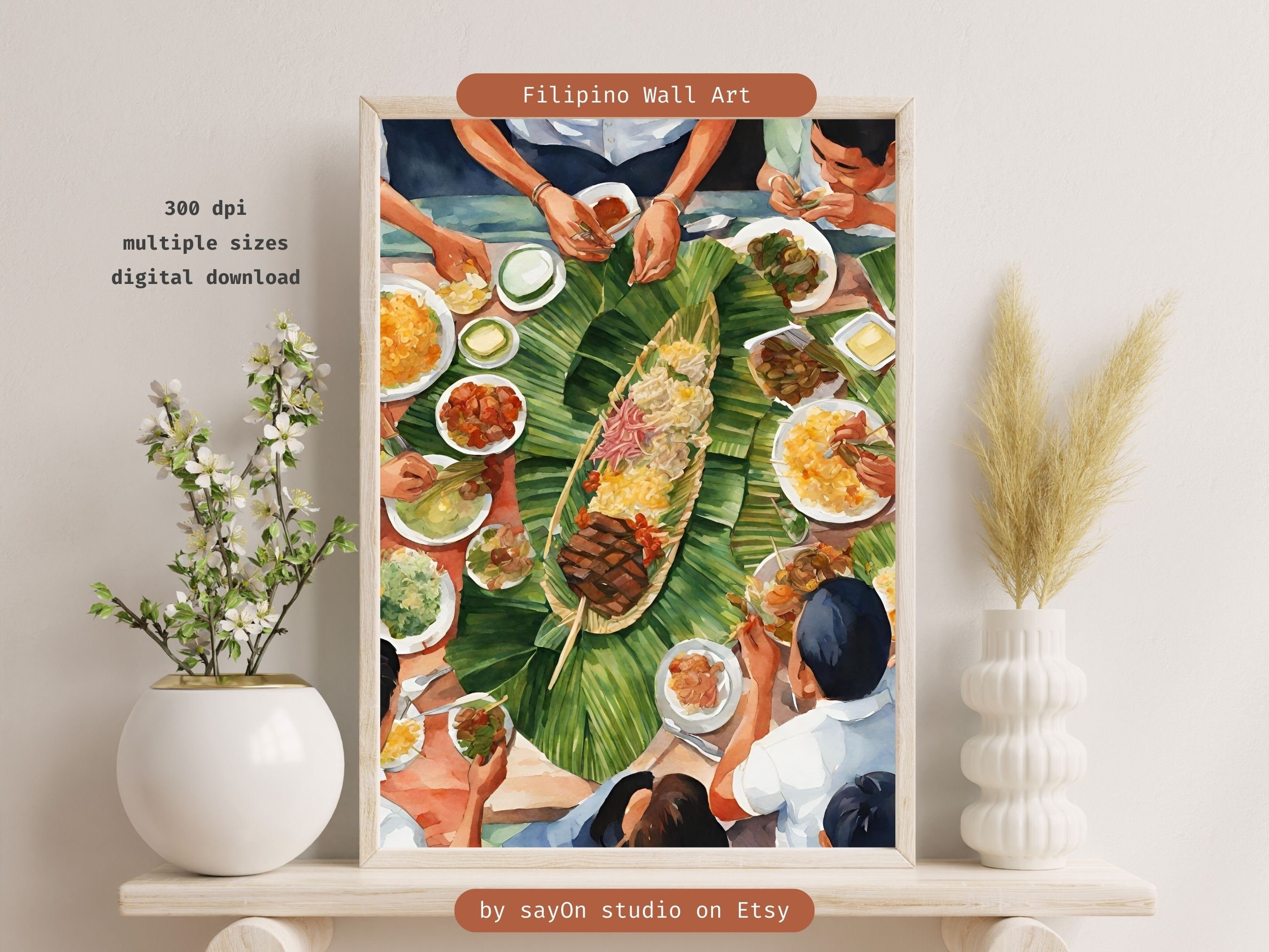 Boodle Fight Print: Filipino Kamayan Feast, Pinoy Kitchen Decor ...