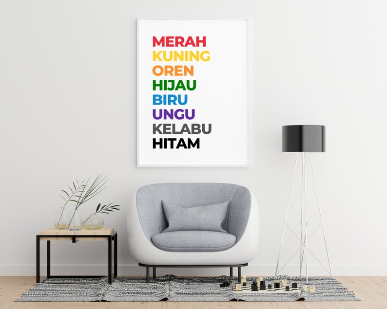 Malay Colors Art Print: Language Learning Poster (digital Download) - Etsy