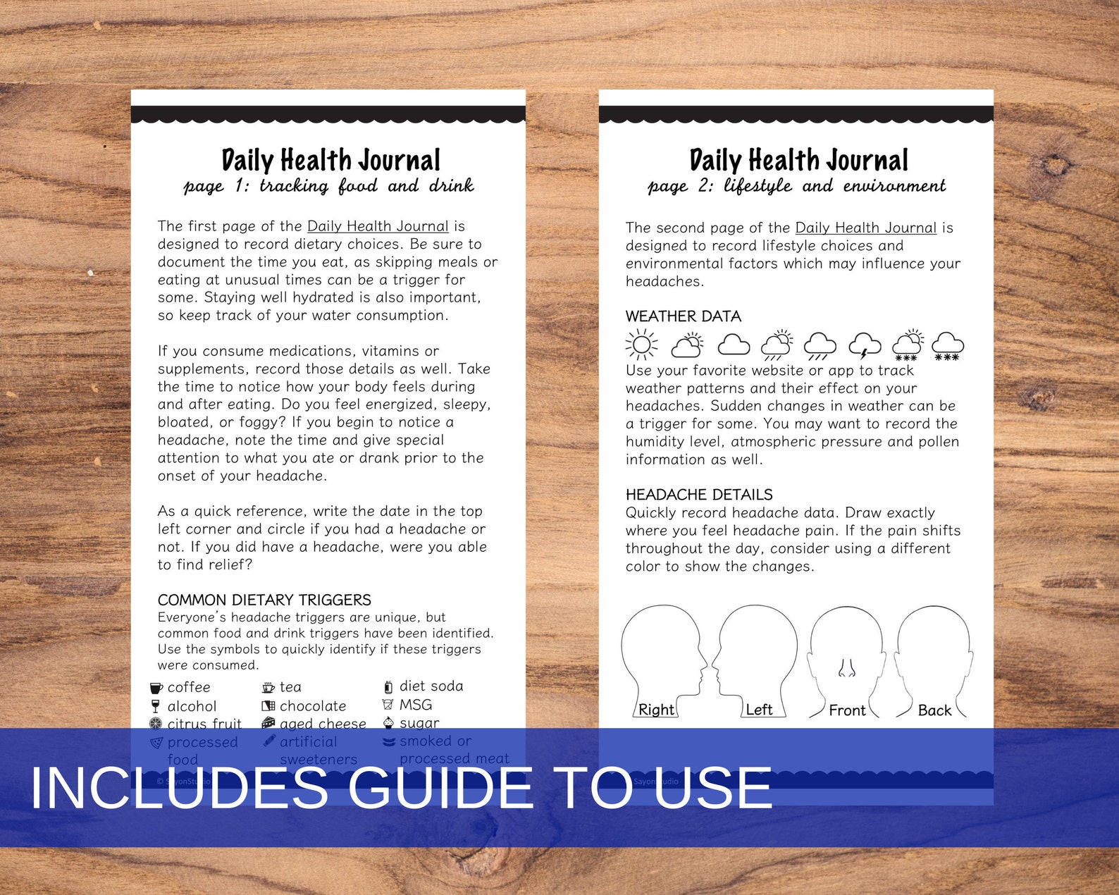 Comprehensive Daily Headache Printable Tracker Instant Digital Download ...