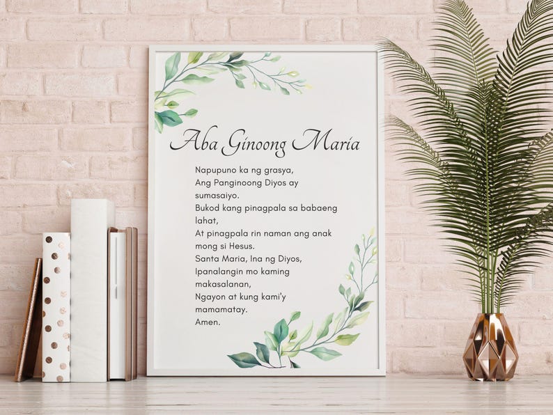 Filipino Prayer Hail Mary in Tagalog - Aba Ginoong Maria Printable ...
