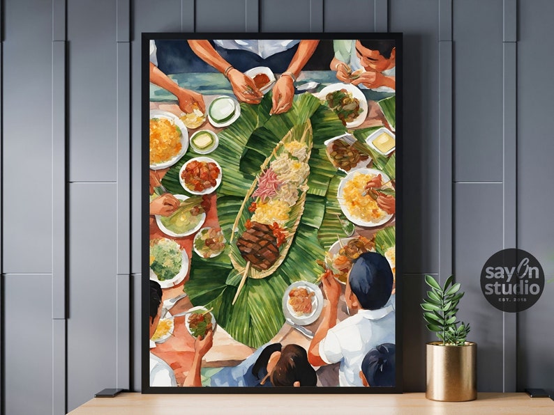 Boodle Fight Print: Filipino Kamayan Feast, Pinoy Kitchen Decor ...