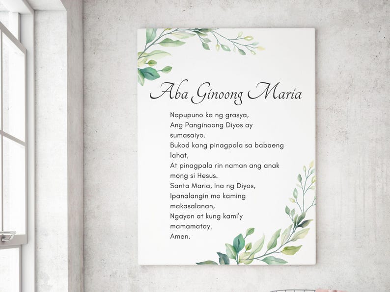 Filipino Prayer Hail Mary in Tagalog - Aba Ginoong Maria Printable ...