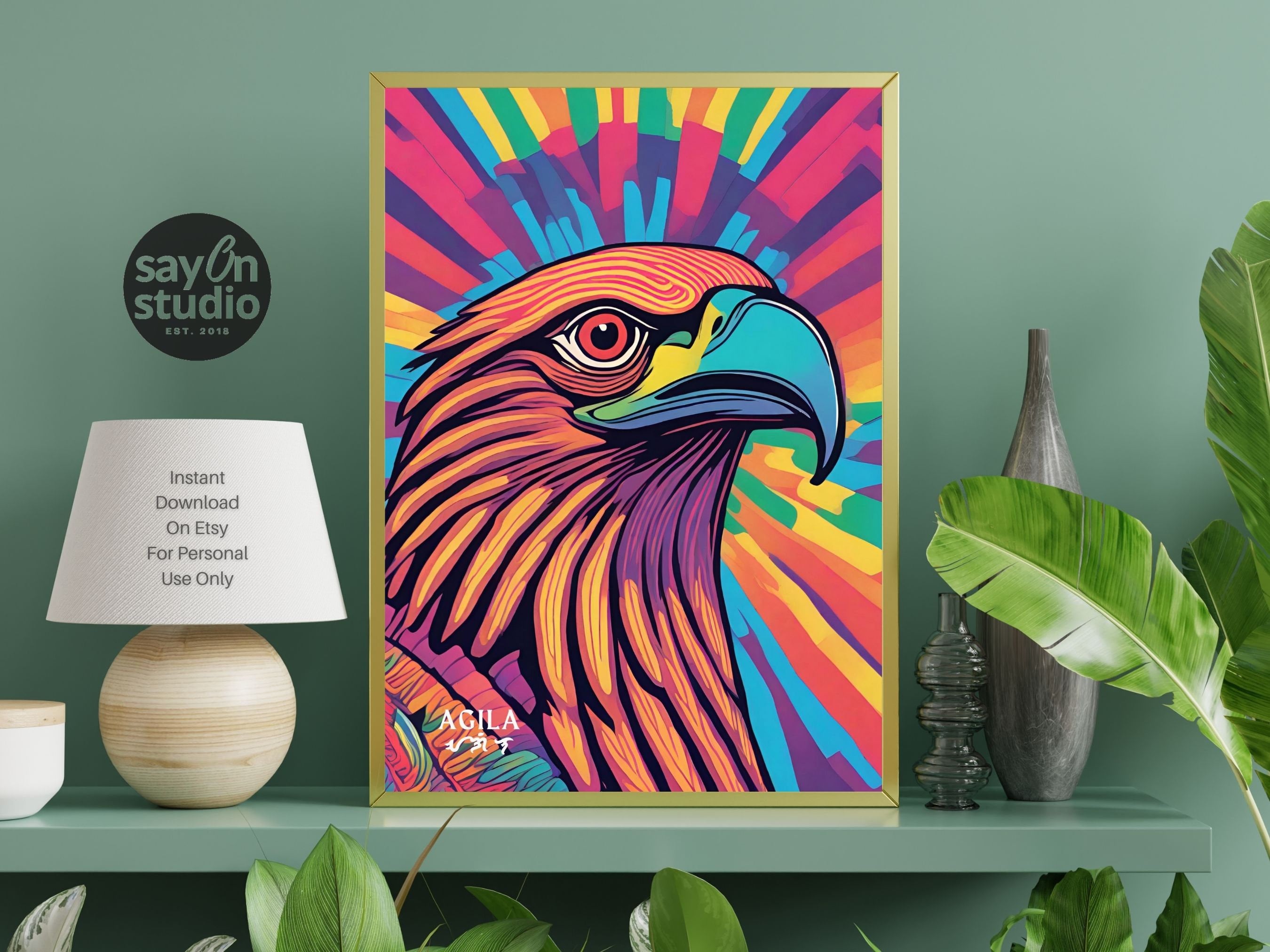 The Philippine Eagle Art, Agila Poster, Colorful Filipino Wall Art ...
