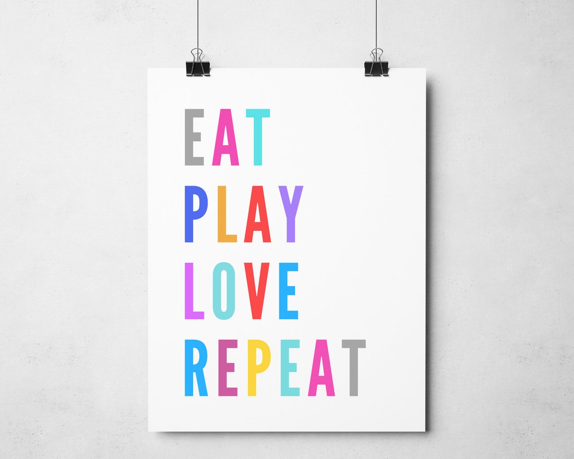 Eat Play Love Repeat Printplay Room Decorcolorful - Etsy