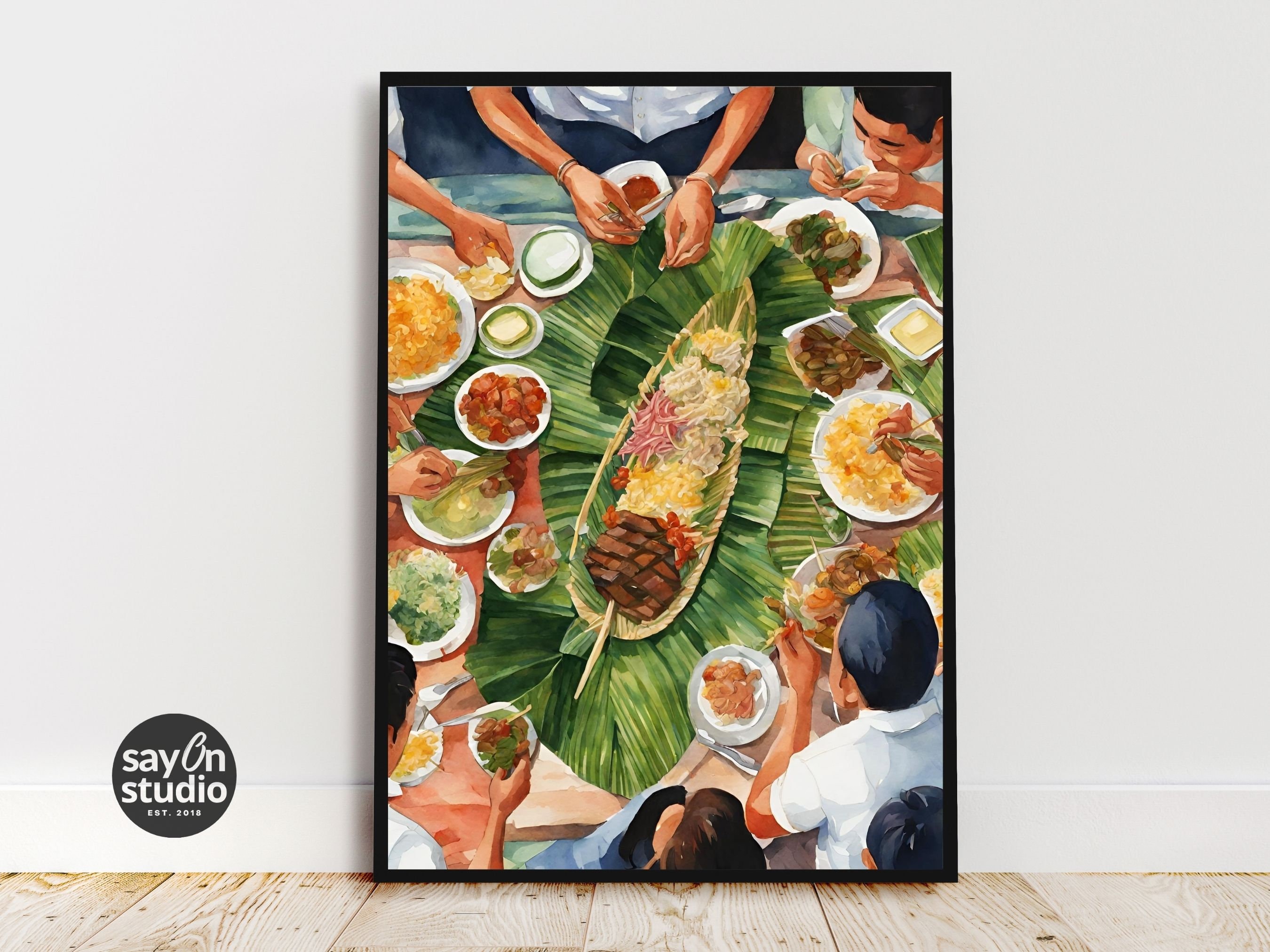 Boodle Fight Print: Filipino Kamayan Feast, Pinoy Kitchen Decor ...