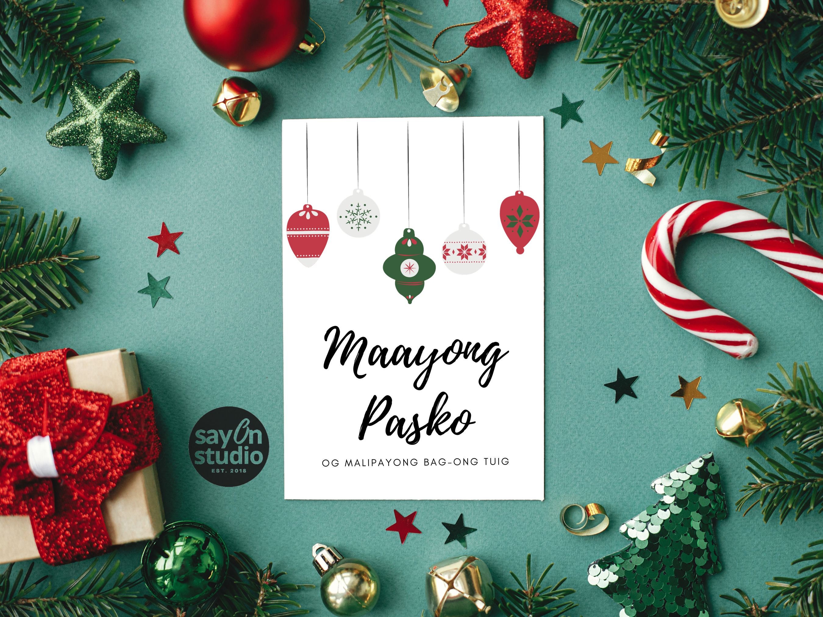Filipino Christmas Card | Bisaya Typography Maayong Pasko Printable ...