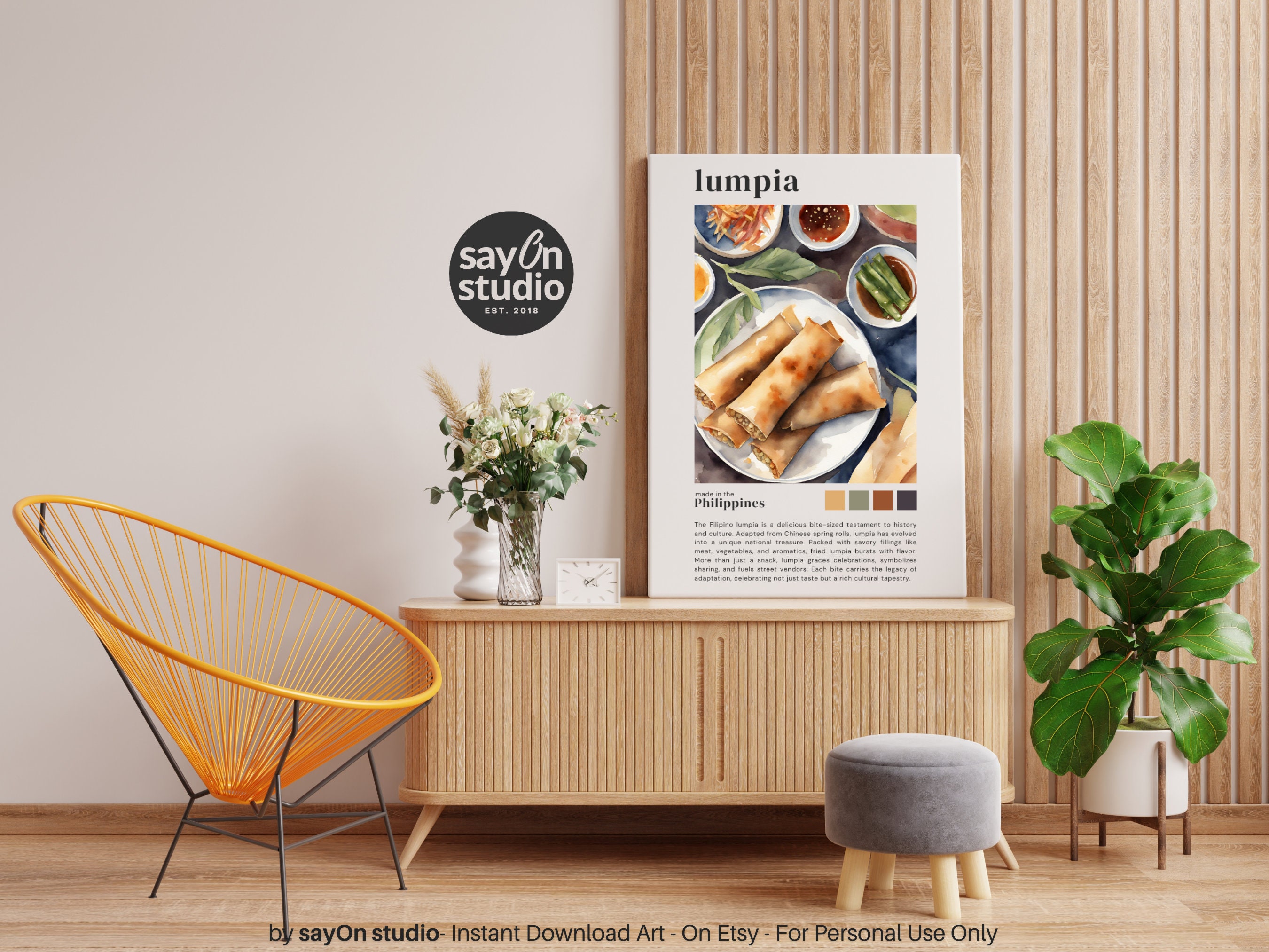 Lumpia Art Print: Filipino Spring Rolls, Kitchen Decor (digital ...
