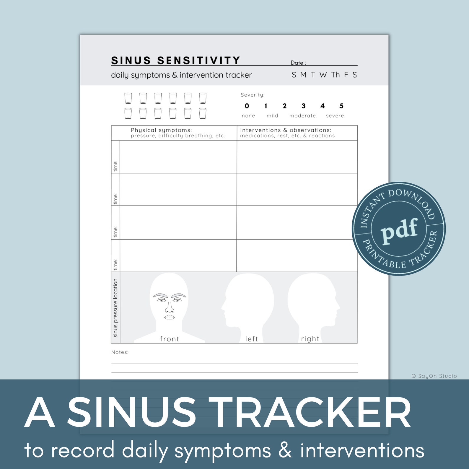 Sinusitis Symptom Tracker: Daily Journal & Planner (PDF Download) - Etsy