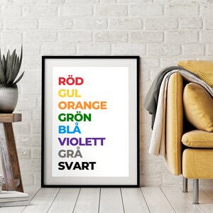 Colors Print in Swedish Art, Swedish Colors, Färger Printable ...
