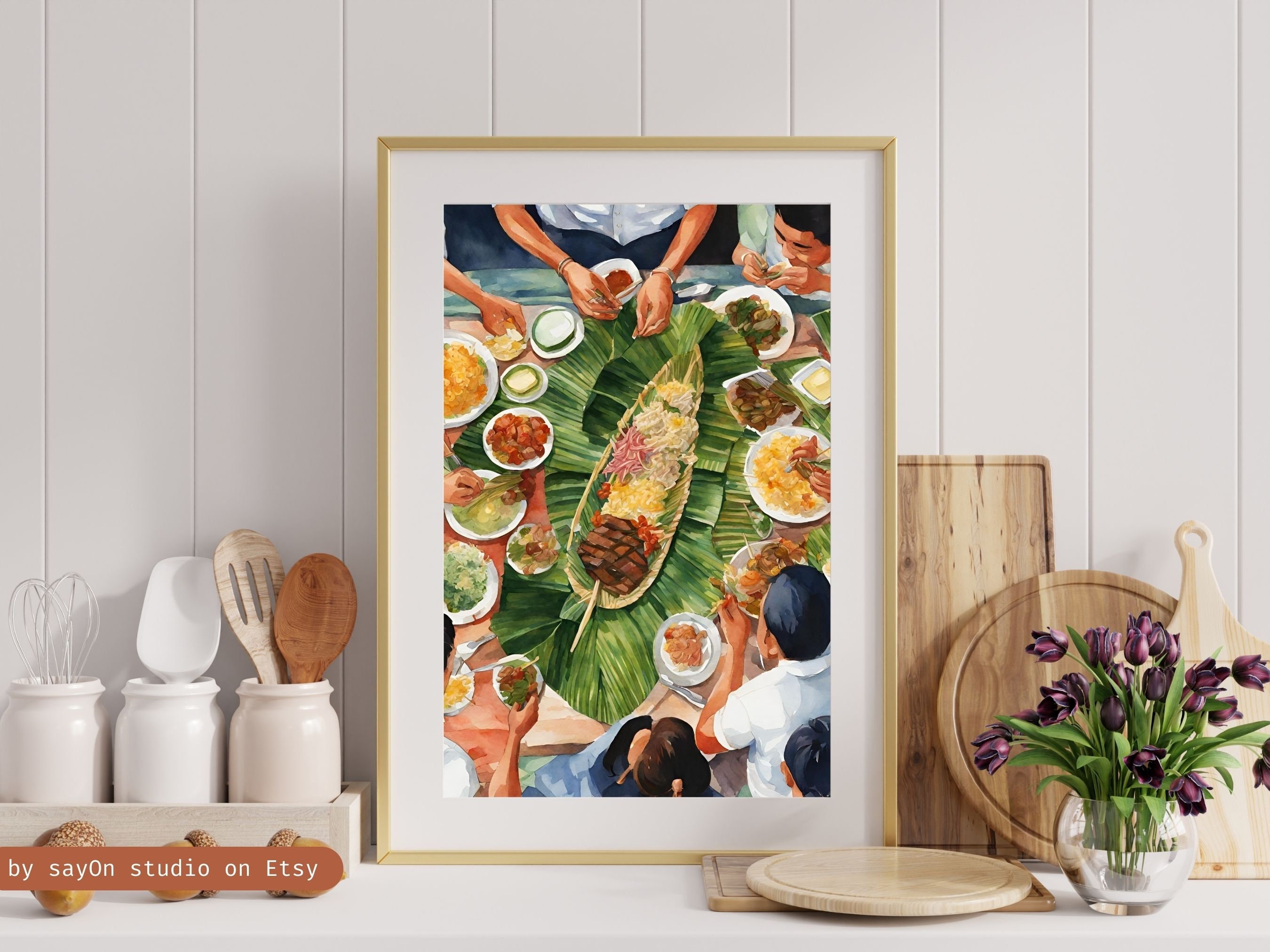 Boodle Fight Print: Filipino Kamayan Feast, Pinoy Kitchen Decor ...