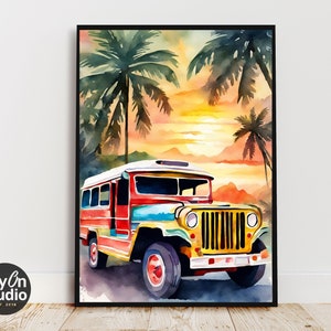 Filipino Culture Tropical Wall Art, Vintage Philippine Jeepney Travel ...