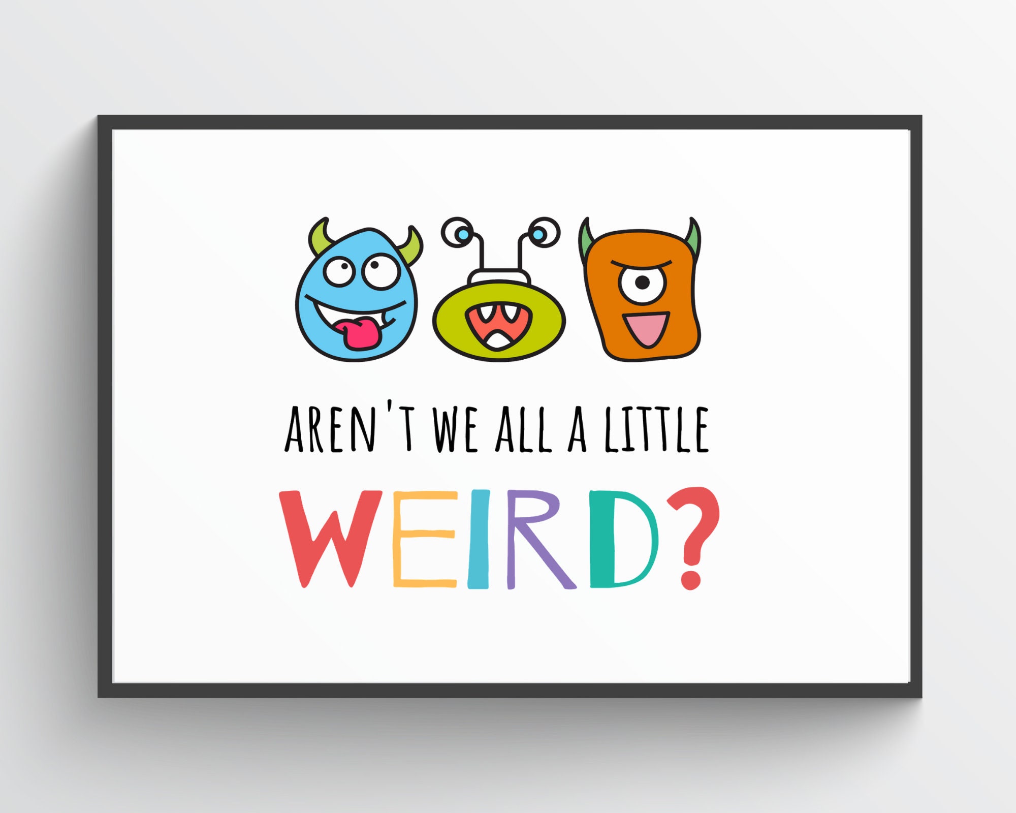 Cute Monster Poster for Kids Bedroom | Adorable Aliens Artwork for Self ...