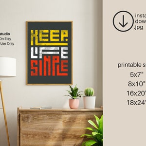 Simple Life Inspirational Poster Rustic Modern Printable Wall Art ...