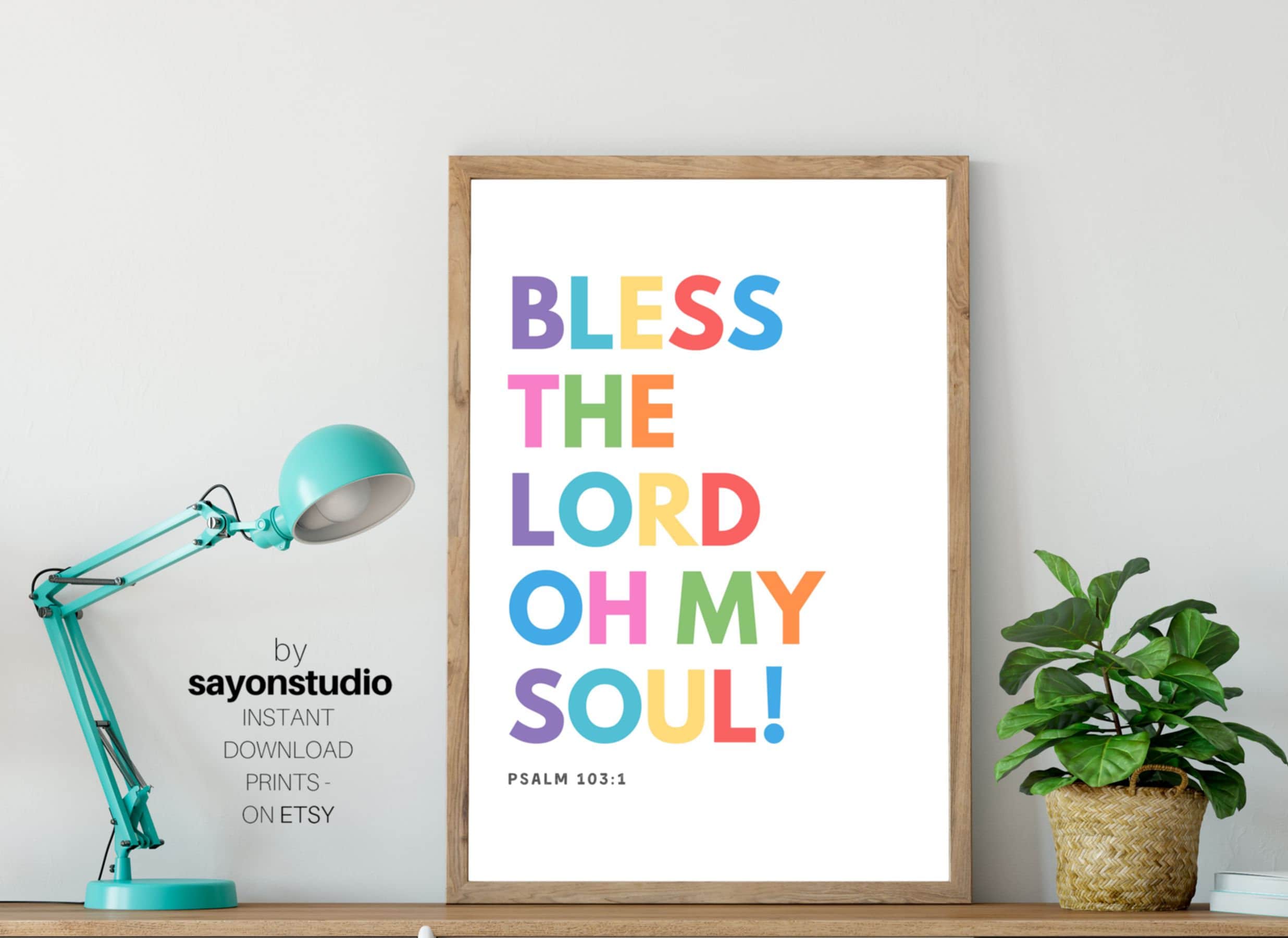 Christian Prayer Printable Bless the Lord My Soul Wall Art Bible Verse ...