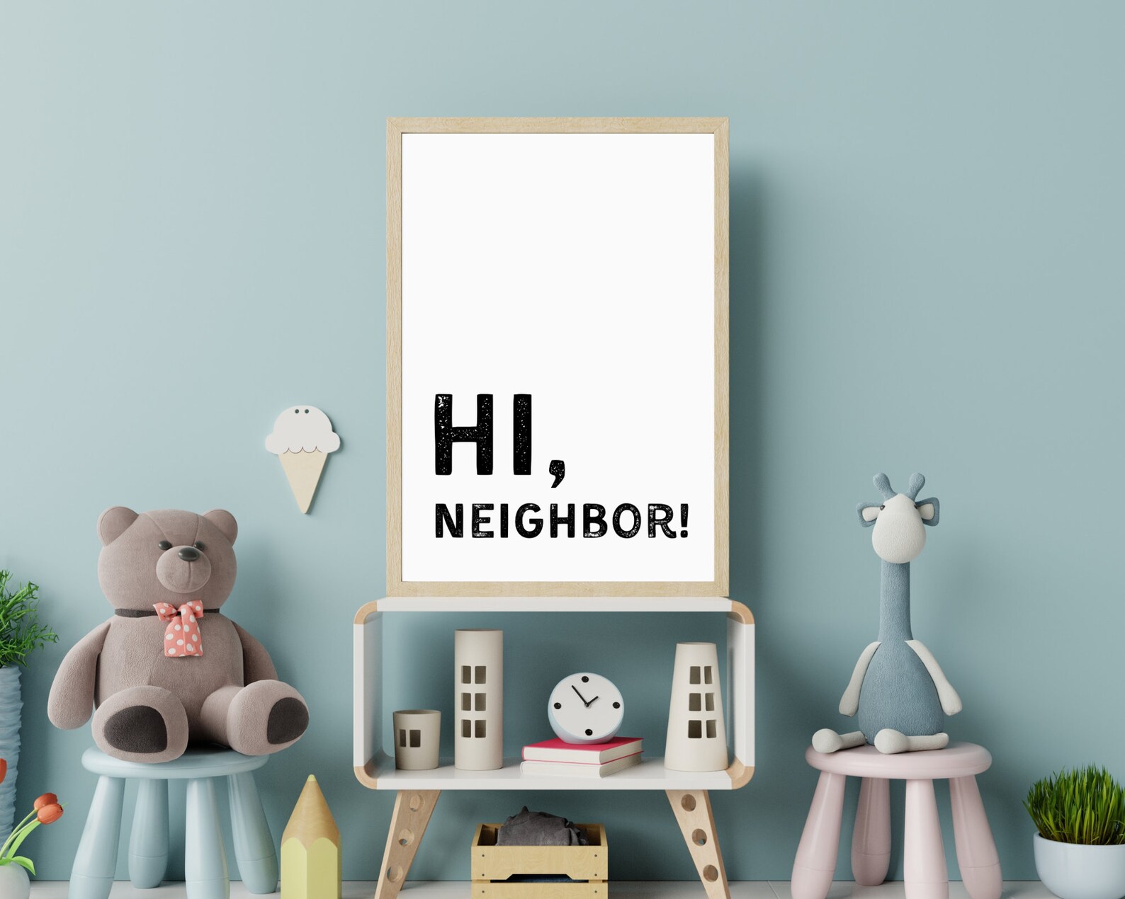 Mister Rogers Quote Hi Neighbor Printable Wall Art Entryway - Etsy