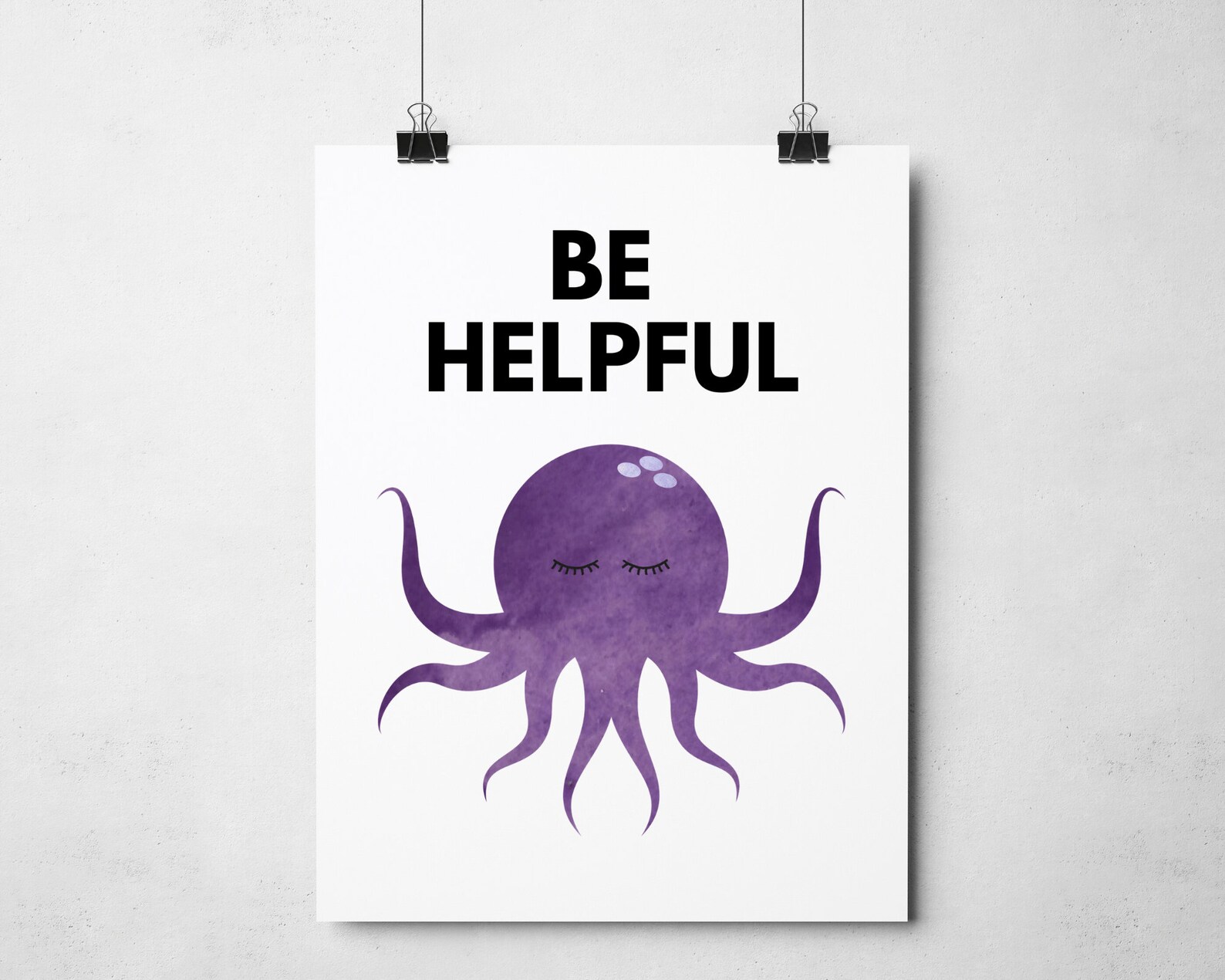 Be Helpful Octopus Print: Under the Sea Nursery Decor (digital Download ...