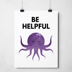 Be Helpful Octopus Print: Under the Sea Nursery Decor (digital Download ...