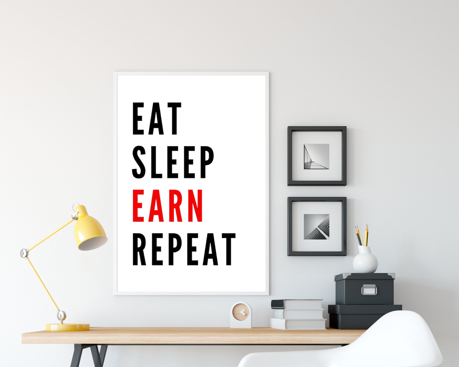 Printable Quote Eat Sleep Earn Repeat Wall Art Decor | Etsy