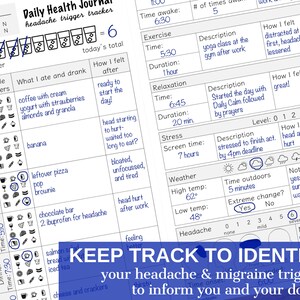 Comprehensive Daily Headache Printable Tracker Instant Digital Download ...