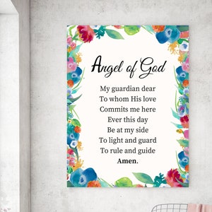 Angel of God Printable, Bible Verse Quotes, Meaningful Gift, Beautiful ...