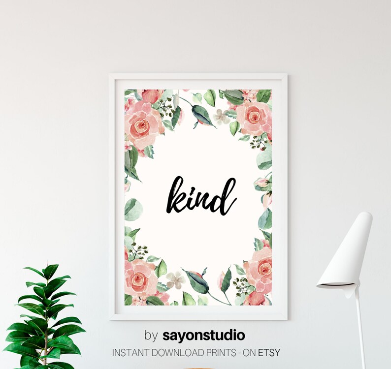 Kindness Quotes Printable,one Word Art Print,motivational Wall Decor ...