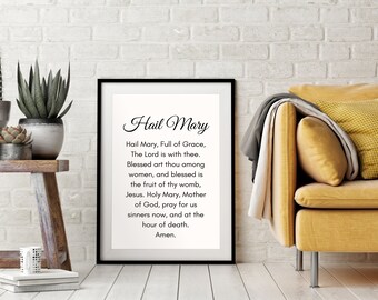 Hail Mary Prayer Ave Maria Art Print Poster Catholic - Etsy