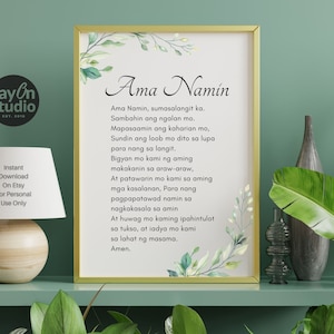 Filipino Prayer Our Father in Tagalog, Ama Namin Poster - Botanical ...