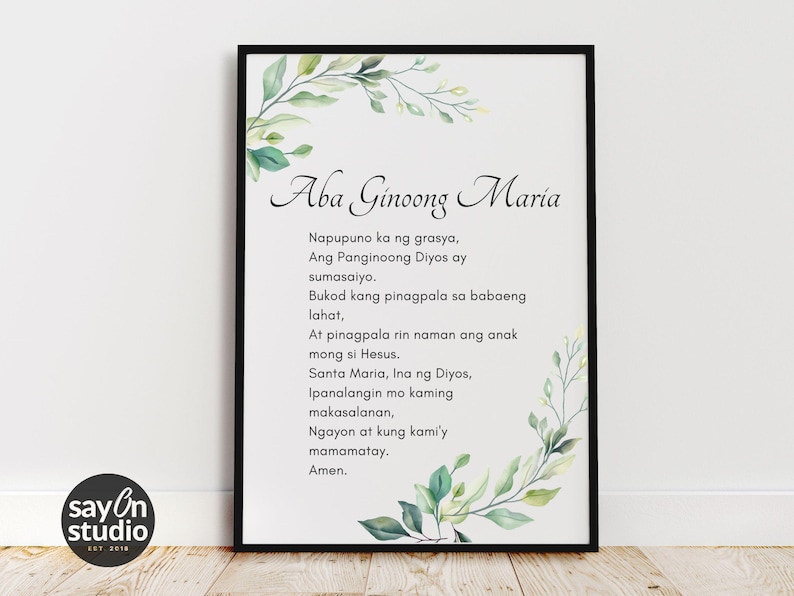 Filipino Prayer Hail Mary in Tagalog - Aba Ginoong Maria Printable ...