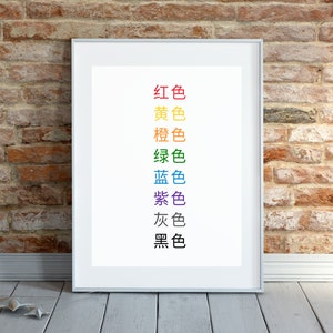 Colors in Chinese Printable Wall Art | Typography Art | Chinese Colors ...