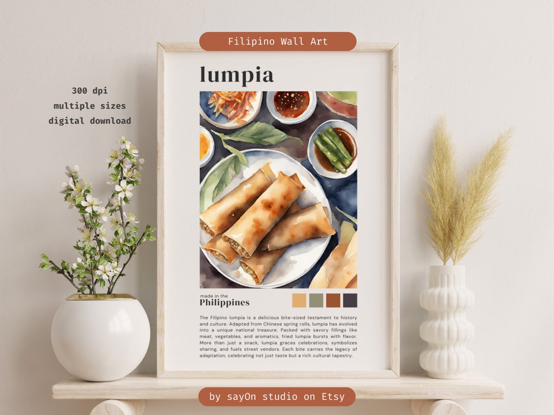 Lumpia Art Print: Filipino Spring Rolls, Kitchen Decor (digital ...