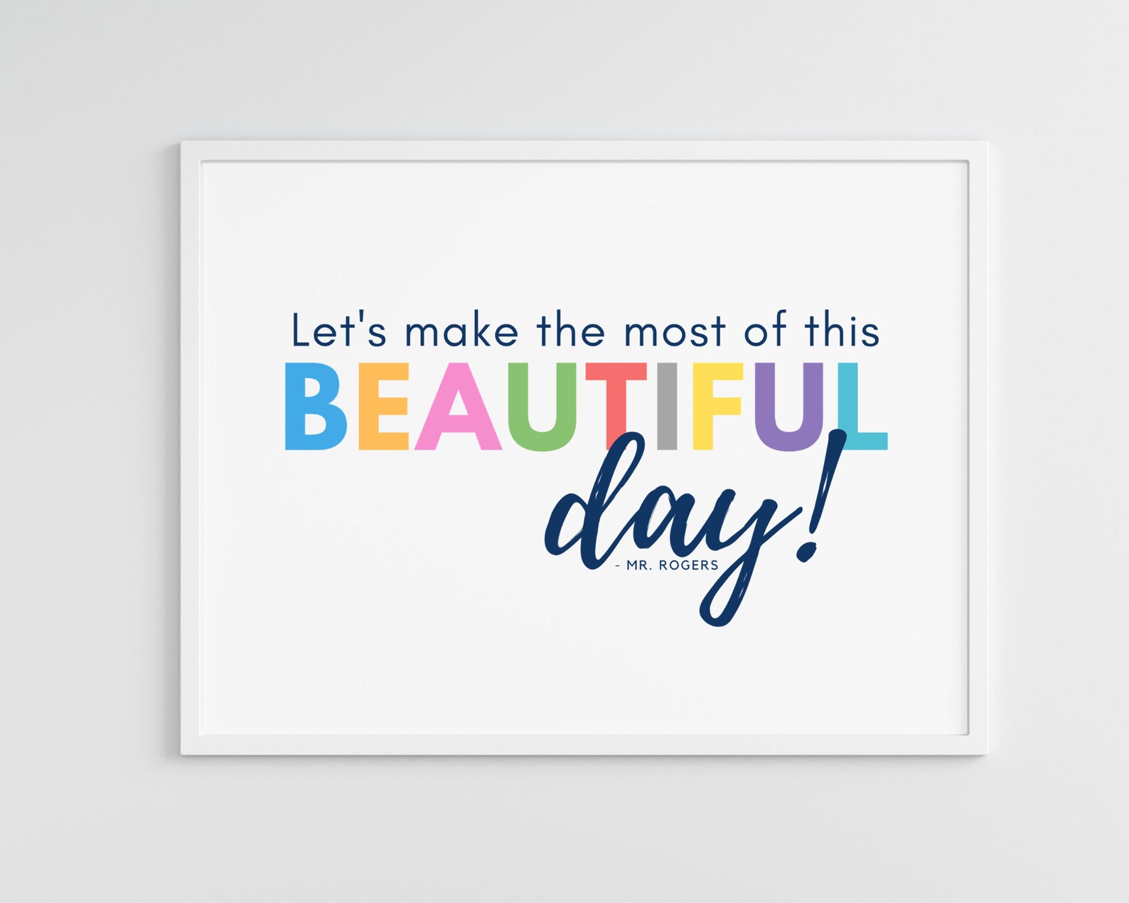 Mr Rogers Poster Quote Printable Beautiful Day Kids Wall Art | Etsy