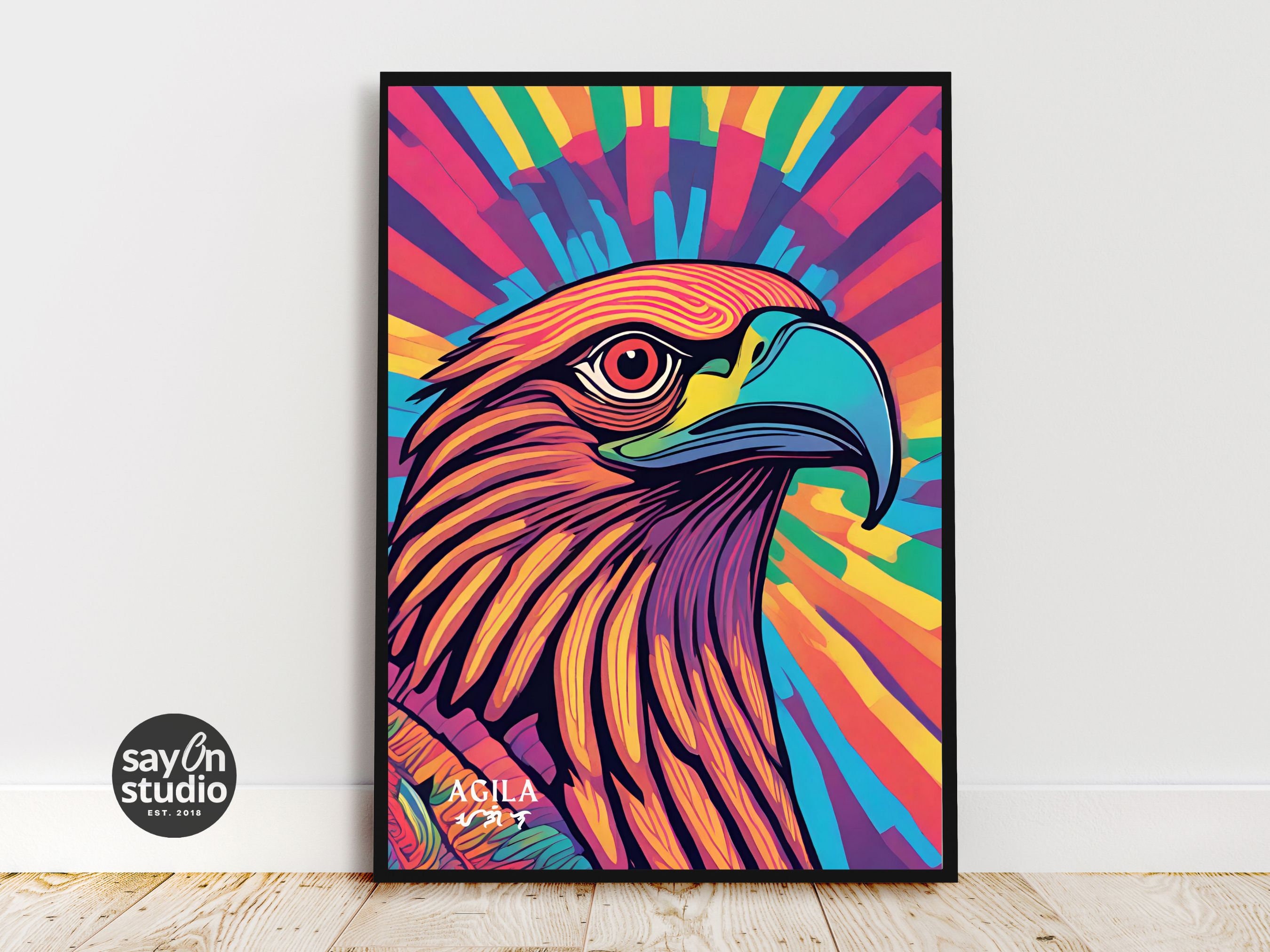 The Philippine Eagle Art, Agila Poster, Colorful Filipino Wall Art ...