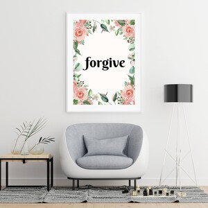 Forgiveness Quote Floral Print: Pink Wildflower Wall Art (digital ...