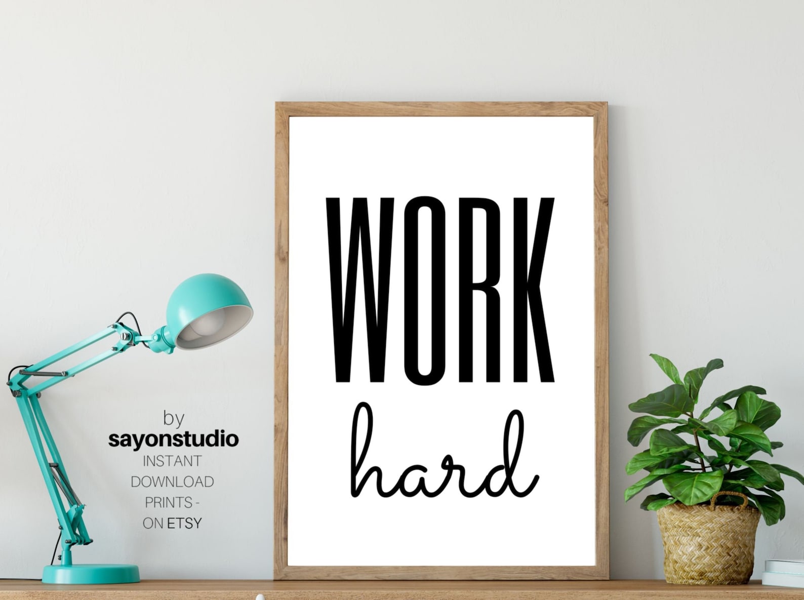 Work Hard Modern Print Minimalist Quote Wall Art Business - Etsy
