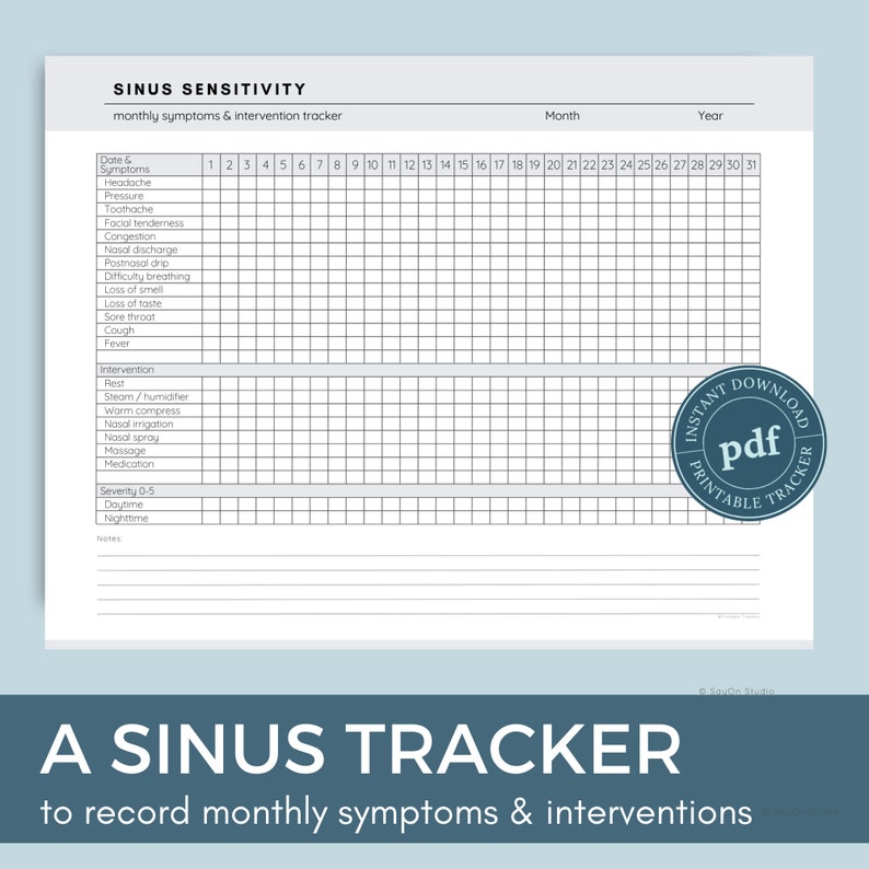 Sinus Relief Tracker: Monitor Daily Symptoms & Treatment With This ...