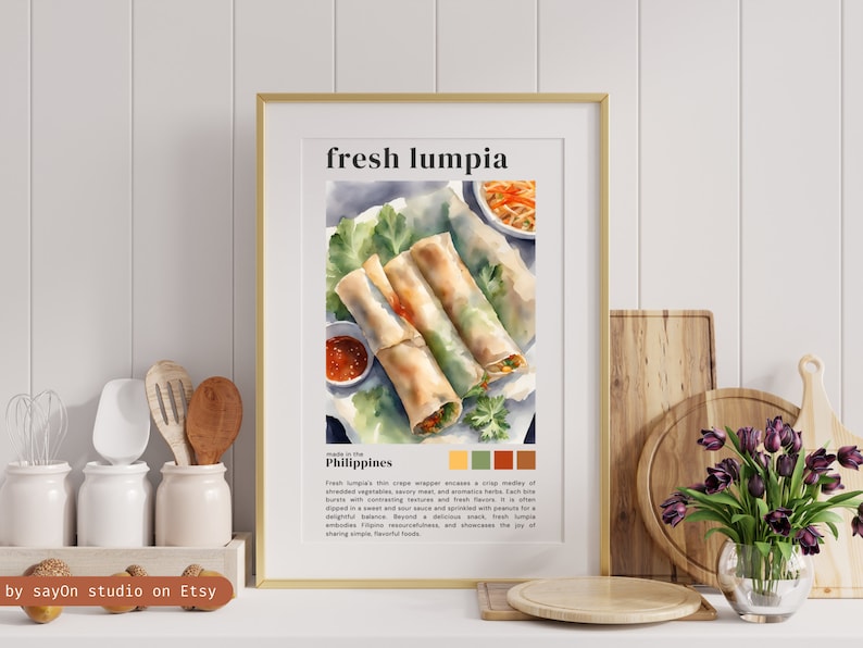 Fresh Lumpia Watercolor Art Print: Filipino Cuisine (digital Download ...