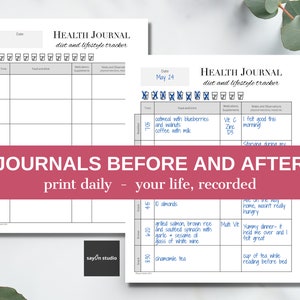 Daily Health Tracker: Diet, Exercise, Sleep, Mood Journal (PDF) - Etsy