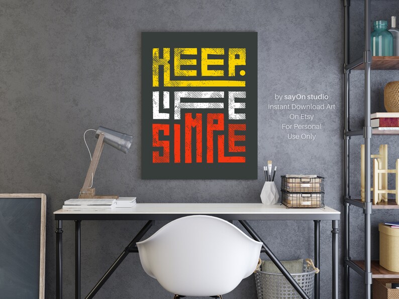 Simple Life Inspirational Poster Rustic Modern Printable Wall Art ...