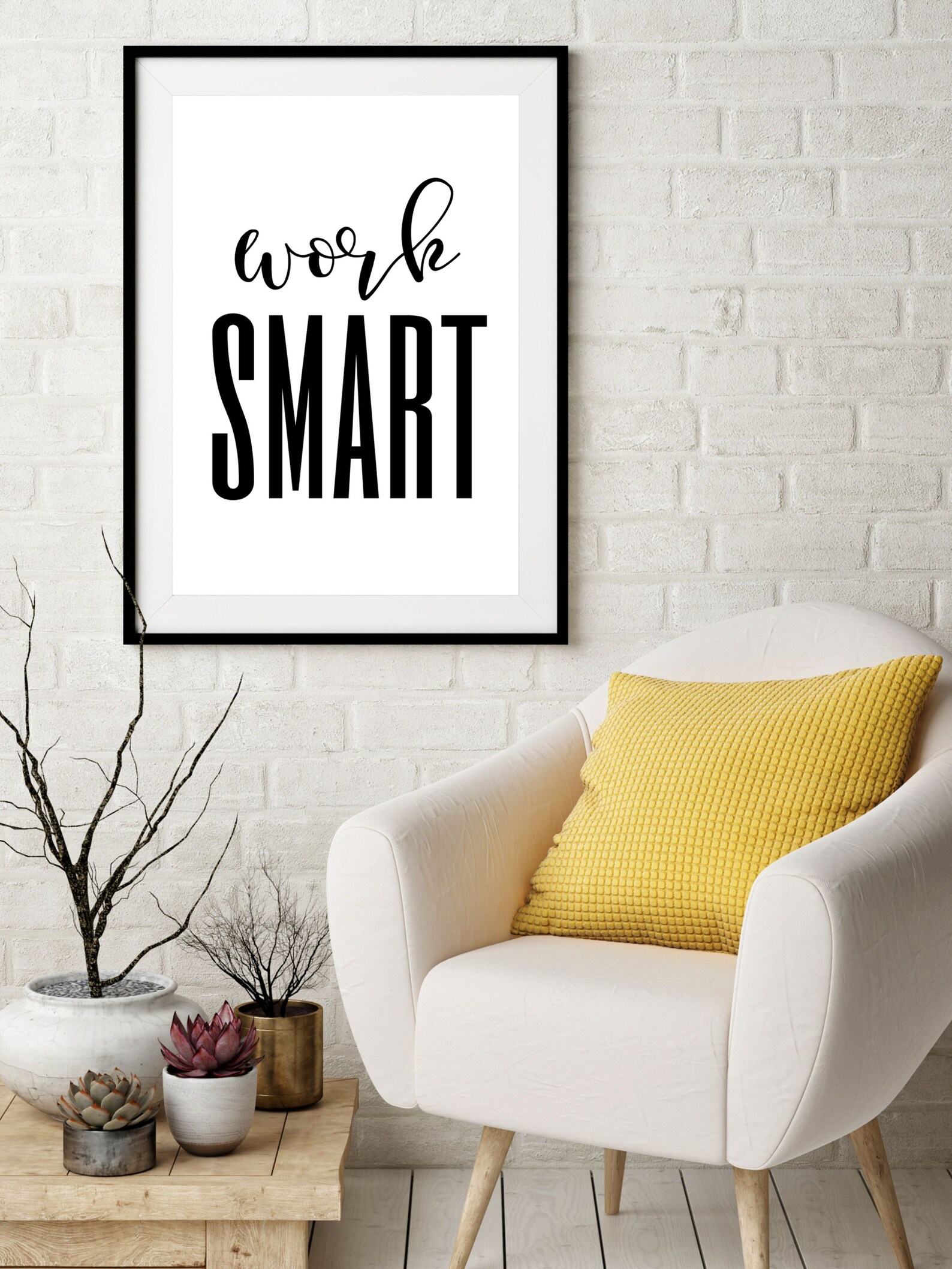 Work Smart Printable Wall Art Black and White Quote - Etsy