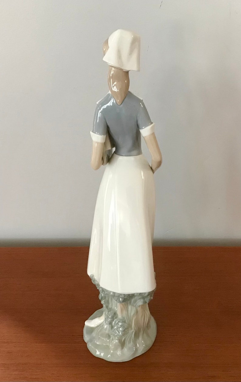 Lladro Hand Made Porcelain Nurse Figurine, Vintage Blue White Nurses ...