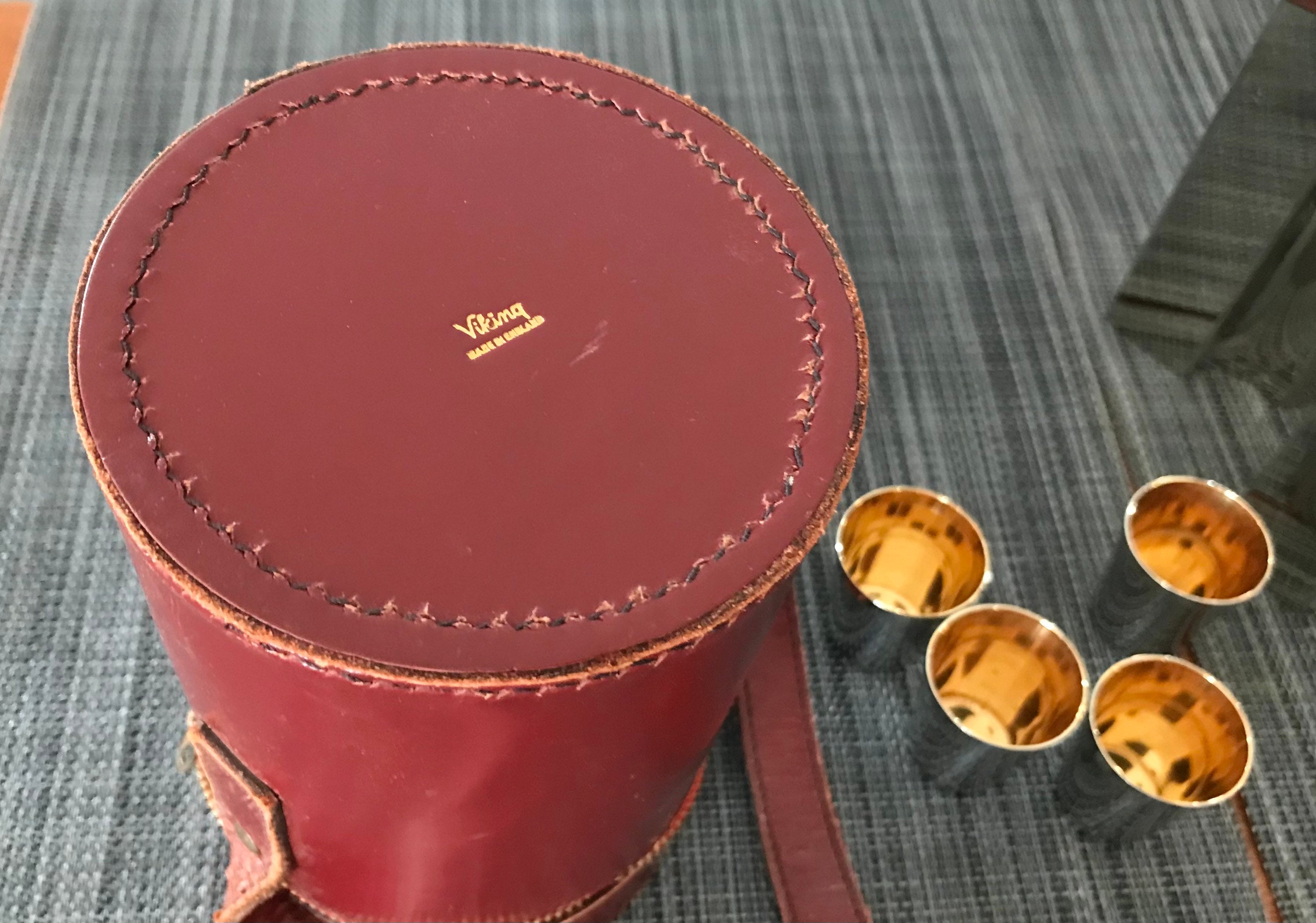 Vintage AHS Germany Chrome 3 Flask & 4 Shot Glasses Travel Bar, Leather Carry Case, Art Deco/mcm ...