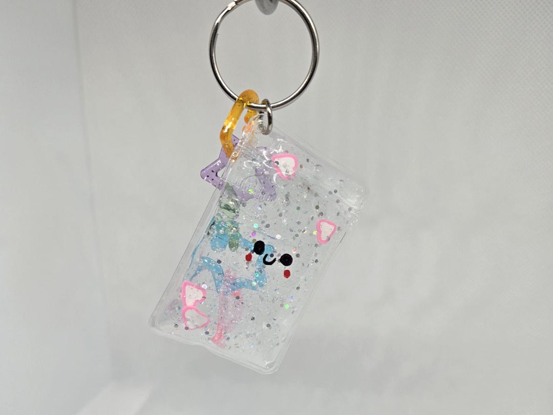 Slime Pouch Keychain Pal W/ Candy Heart Glitter ~ Handmade, Kawaii ...