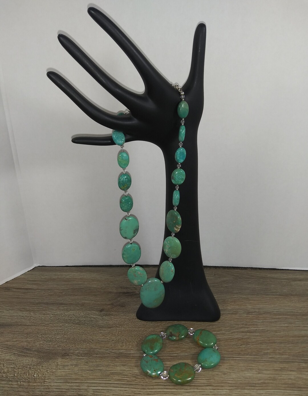 BARSE .925 Sterling Silver Necklace and Stretch Bracelet With Turquoise ...