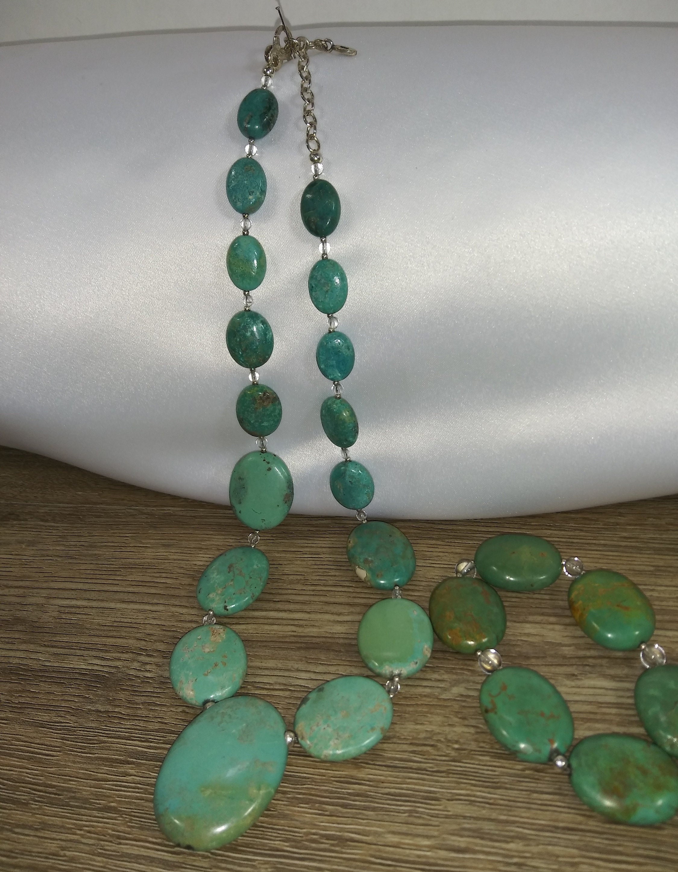 BARSE .925 Sterling Silver Necklace and Stretch Bracelet With Turquoise ...