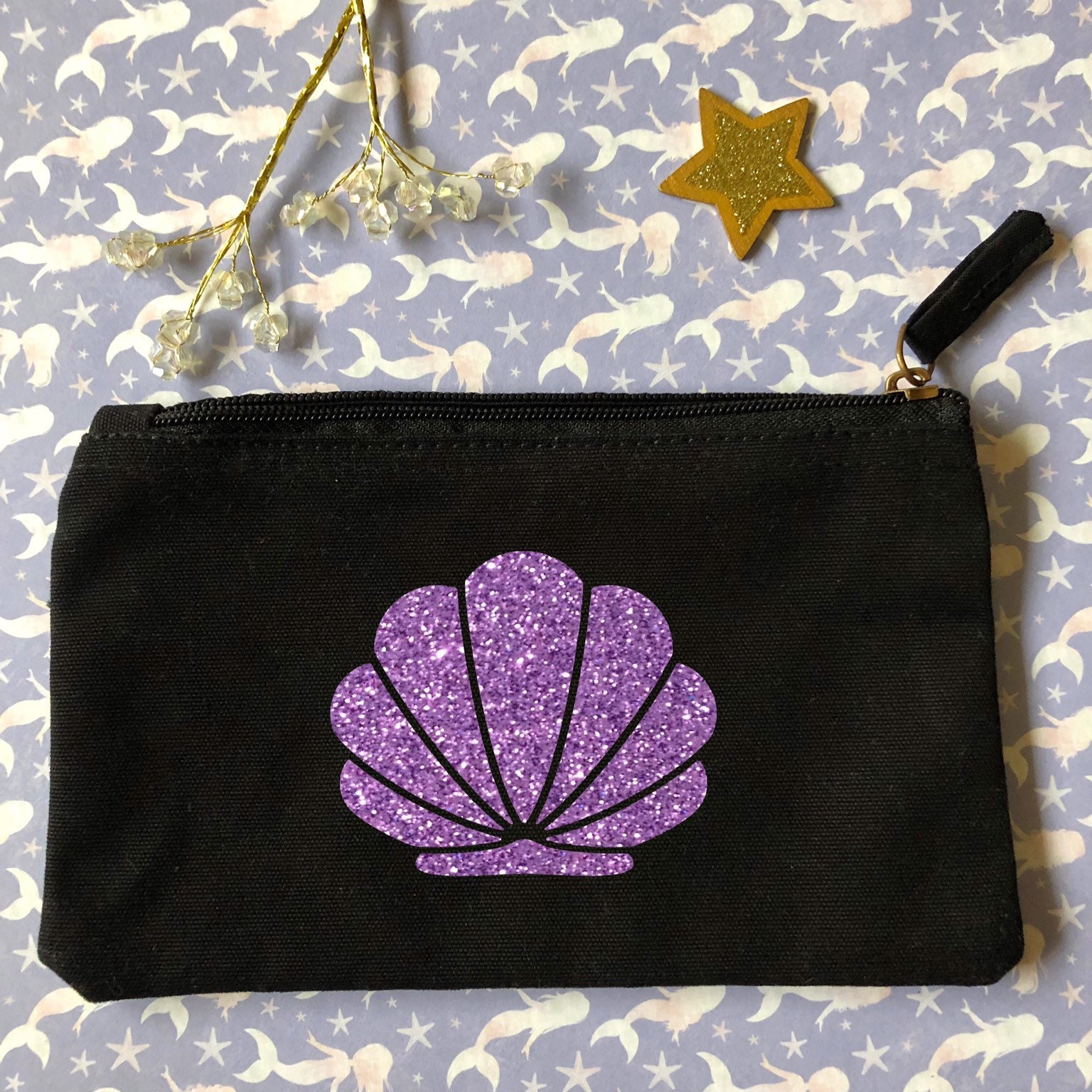 Ariel Mermaid Clam Shell Disney Organic Cotton Small Makeup | Etsy