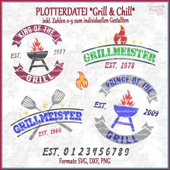 Plotterdatei Grill & Chill Mit Jahreszahlen - Etsy