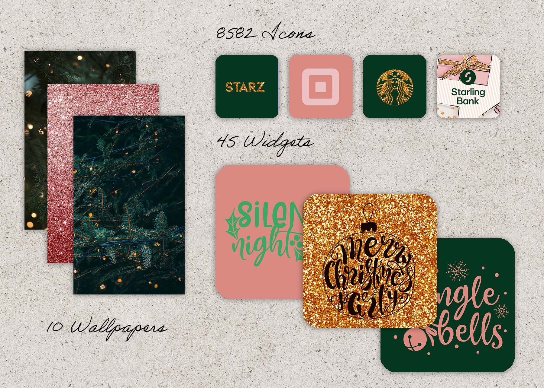 Pink Christmas Phone App Icon Pack for Ios | App Icon Pack, Christmas ...